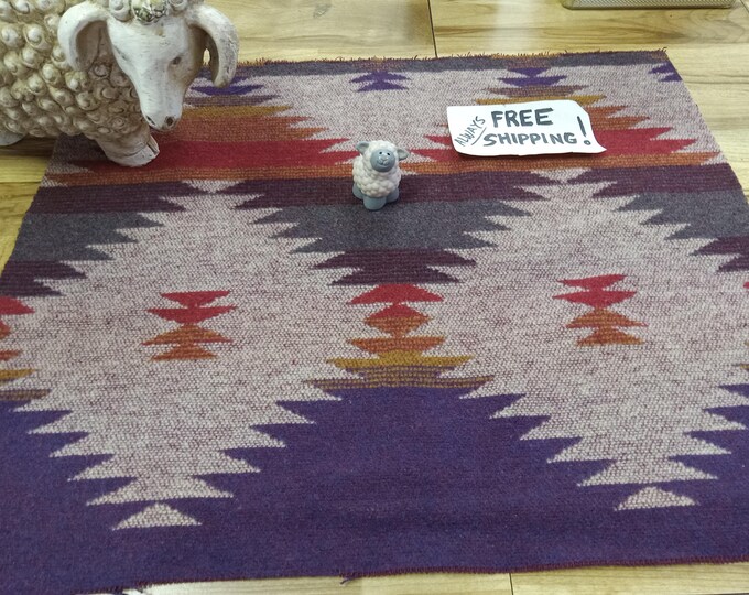 Southwestern Wool Remnant Med. Wt.blanket Piece Wool Fabric & Always ...