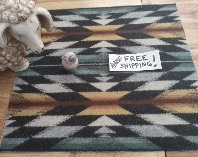 Pnw Wool Southwestern Wool "remnant"fabric Blanket Wt. Piece/native ...