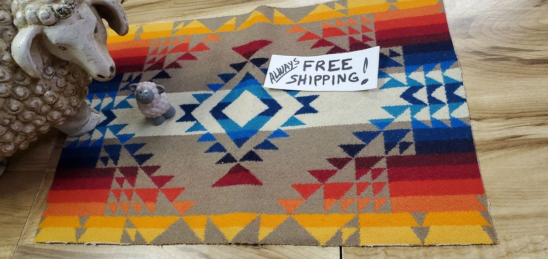 Pnw Wool Southwestern Wool "remnant"fabric Blanket Wt.piece :) Aztec ...