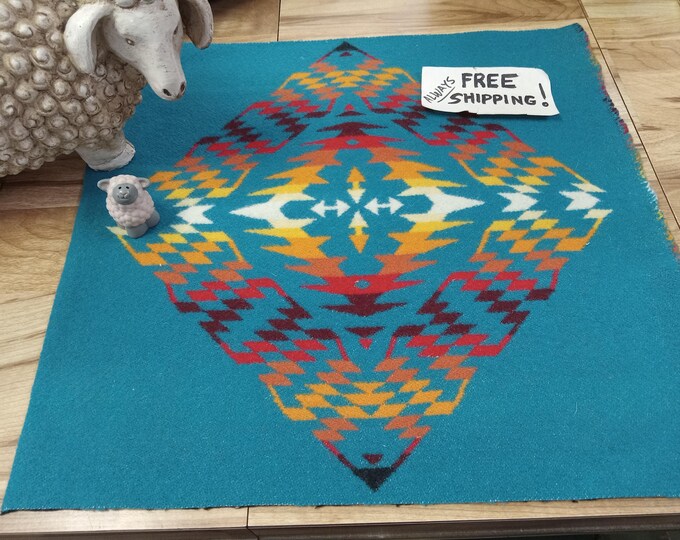 Pnw Wool Southwestern Wool "remnant"fabric Blanket Wt.piece :) Aztec ...