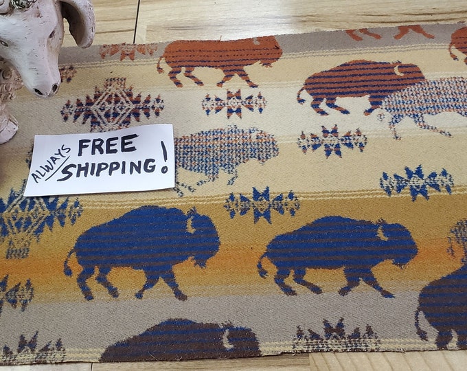 Pnw Wool Southwestern Wool Remnant Fabric Blanket Wt. Piece Buffalo ...