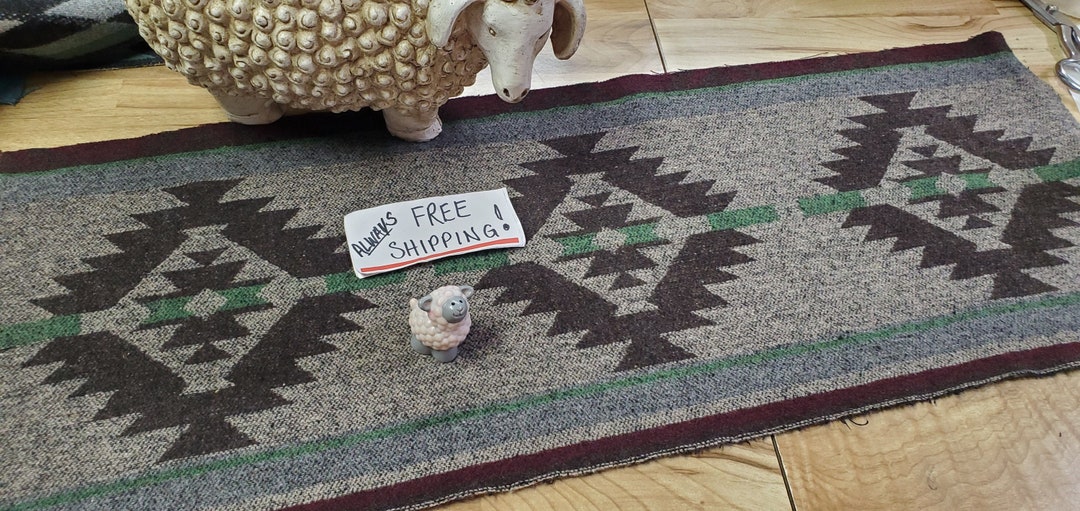 Southwestern Wool Remnant Med. Wt.blanket Piece Wool Fabric New to ...