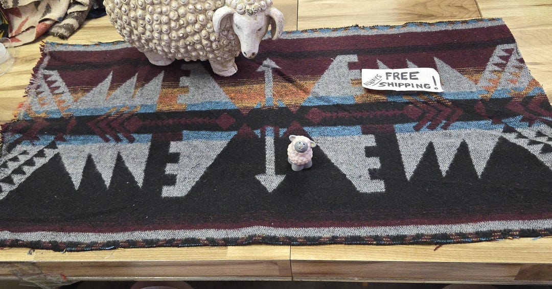 Southwestern Wool Remnant Med. Wt.blanket Piece Wool Fabric Free ...