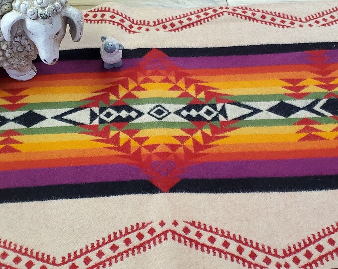 Pnw Wool Southwestern Wool "remnant"fabric Blanket Wt. Piece/native ...
