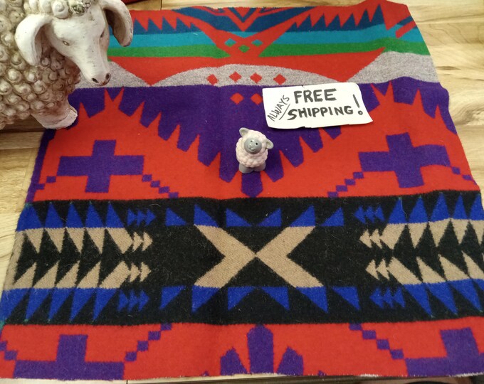 Pnw Wool Southwestern Wool "remnant"fabric Blanket Wt. Piece/native ...