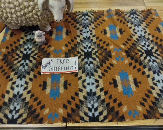 Pnw Wool Fabric Southwestern Wool "remnant" Blanket Wt. Piece/native ...