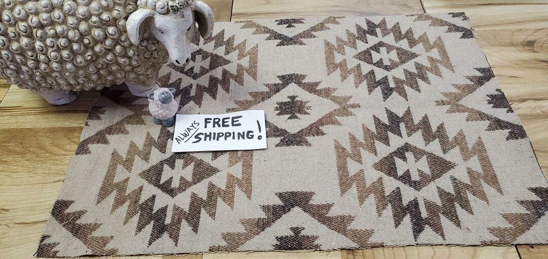 Southwestern Wool Remnant Med.wt.blanket Piece Wool Fabric/ Native ...
