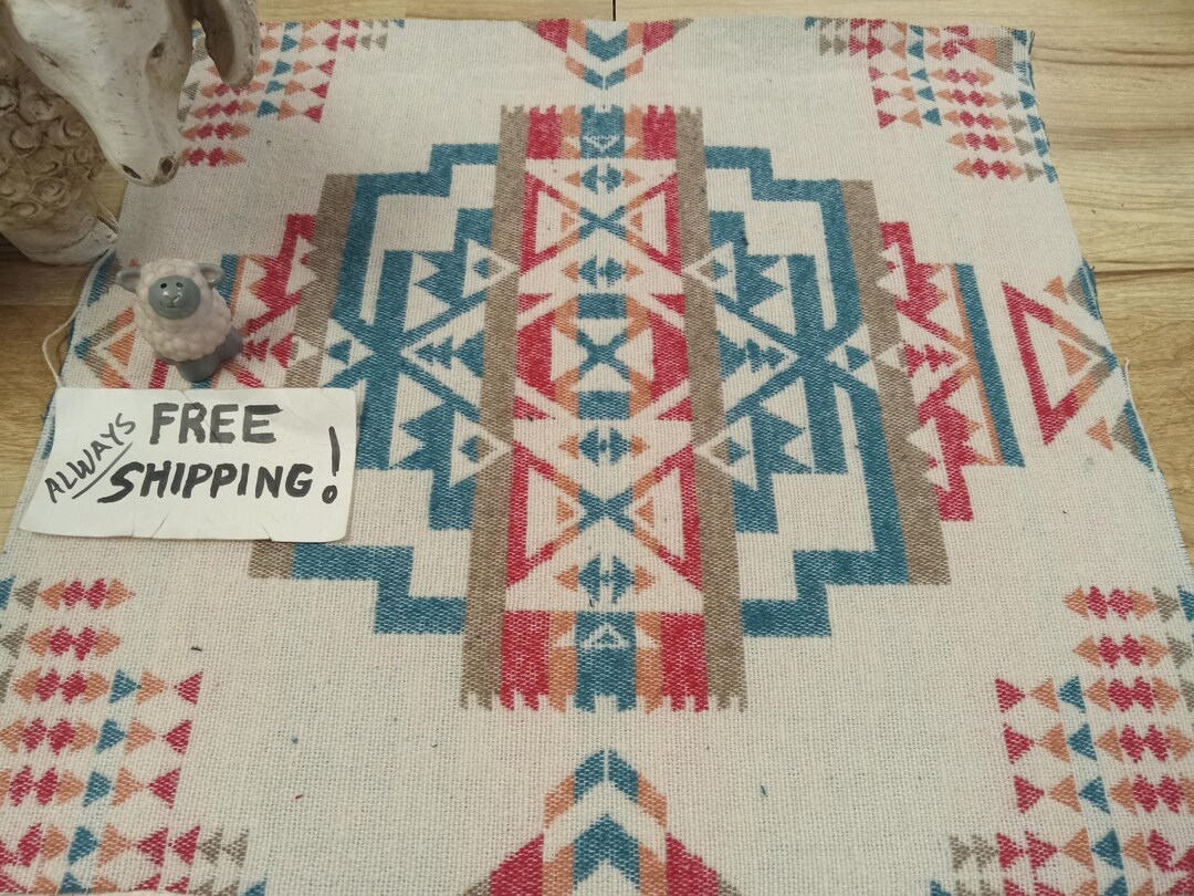 Southwest Fabric Wool Remnant Wt.blanket Piece Wool / Aztec/tribal ...
