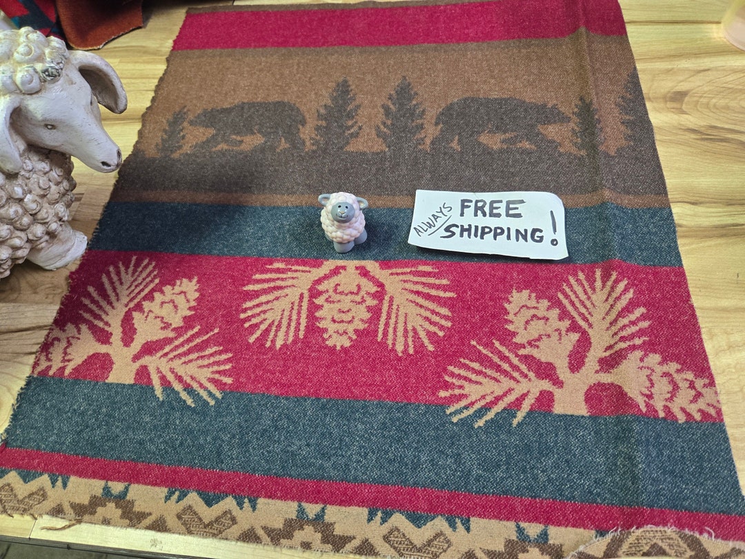 Pnw Wool Southwestern Wool Fabric Remnant Piece Lt. Wt. Tribal Aztec ...