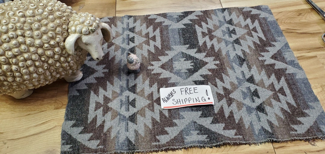 Southwestern Wool Remnant New Med.wt.blanket Piece Fabric/ Aztec/tribal ...