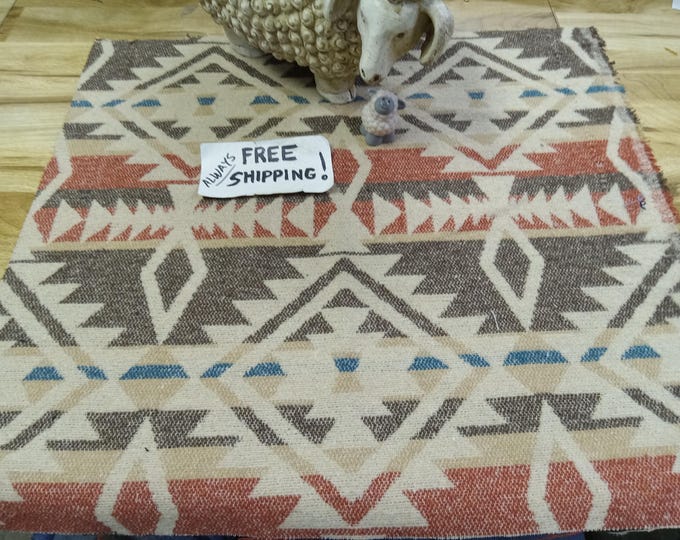 Southwestern Wool Fabric Remnant Med.wt.blanket Piece Fabric/native ...