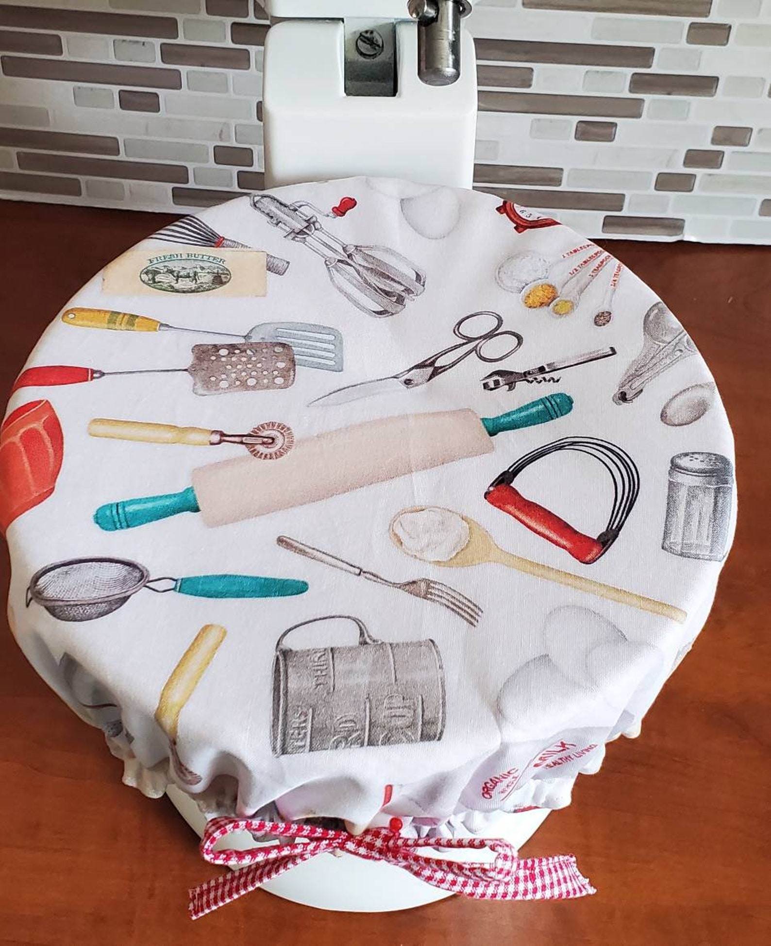 Kitchenaid Cover Kiss the Cook Kitchen Utensils Rolling Pin | Etsy