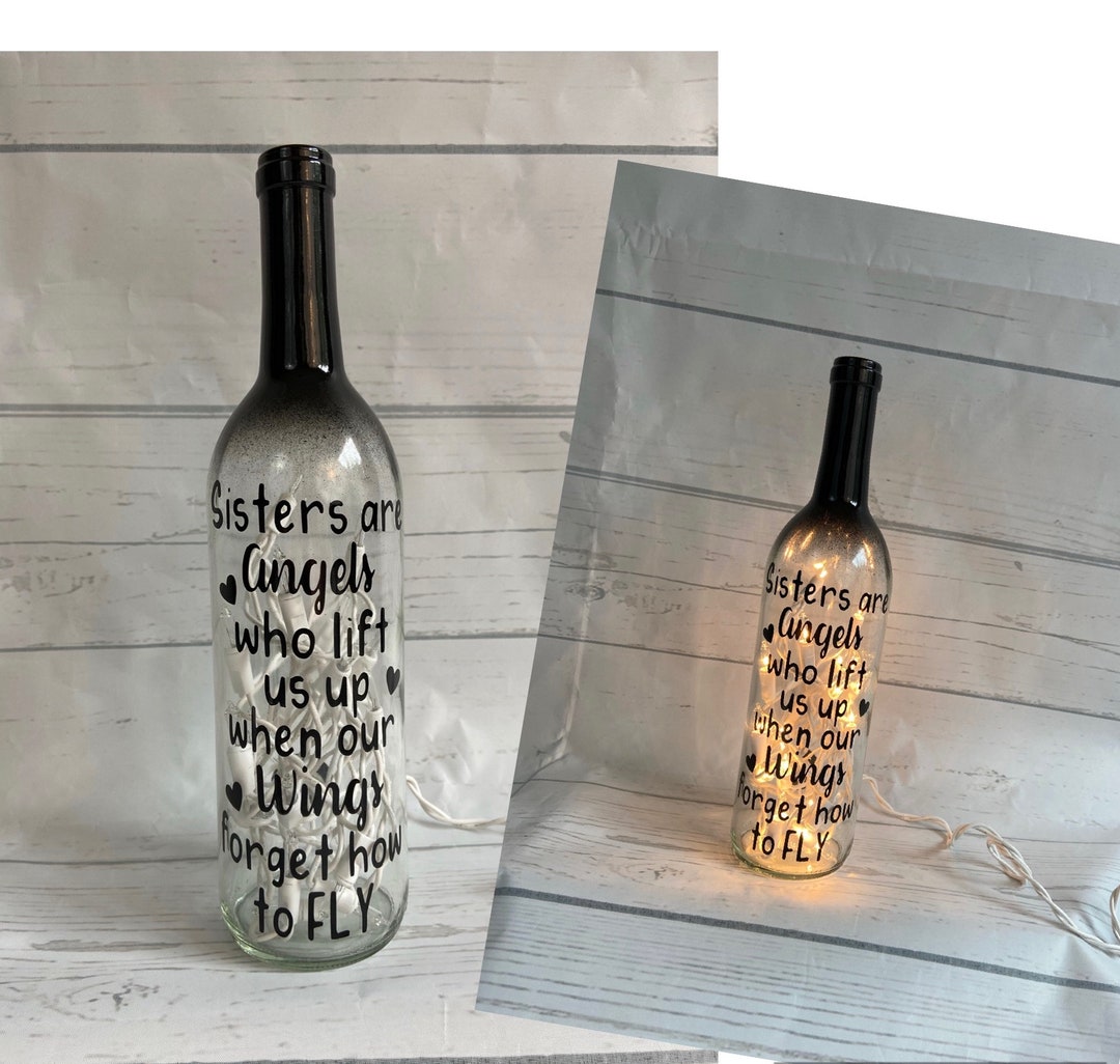 Sister Gift - Lighted Wine Bottle With Angel Quote - Etsy