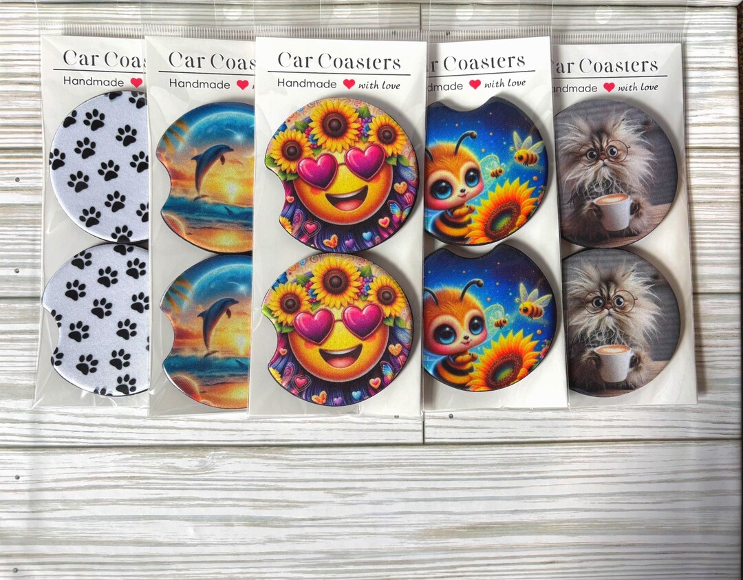Neoprene Car Coasters - Set of 2 Fun Car Accessories - Etsy