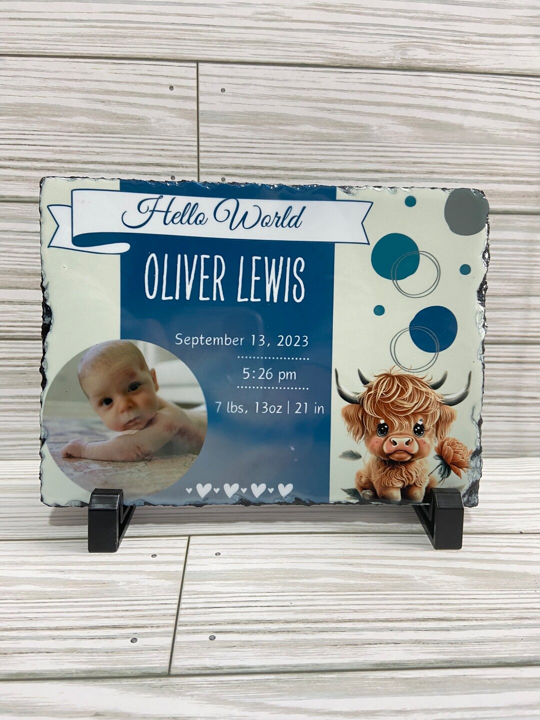 New Baby Gift - Personalized Baby Present - Hello World - Baby Plaque ...