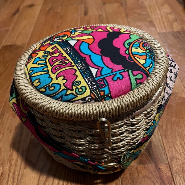 Vintage Round Sewing Box - Etsy