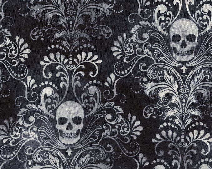 Skull Damask, Halloween, Goth, Black Fabric, by the Yard - Etsy
