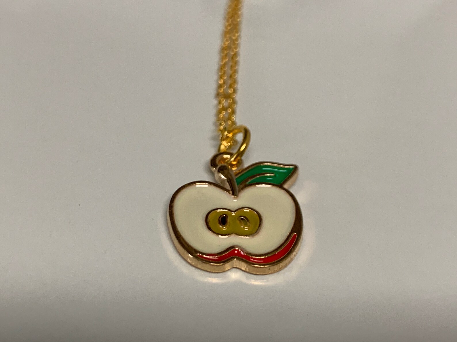 Apple Half Gold Enamel Necklace - Etsy UK