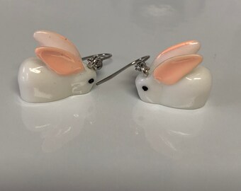 Mini White Rabbit Dangle Earrings Bunny Rabbit Earrings Jewelry Animal ...