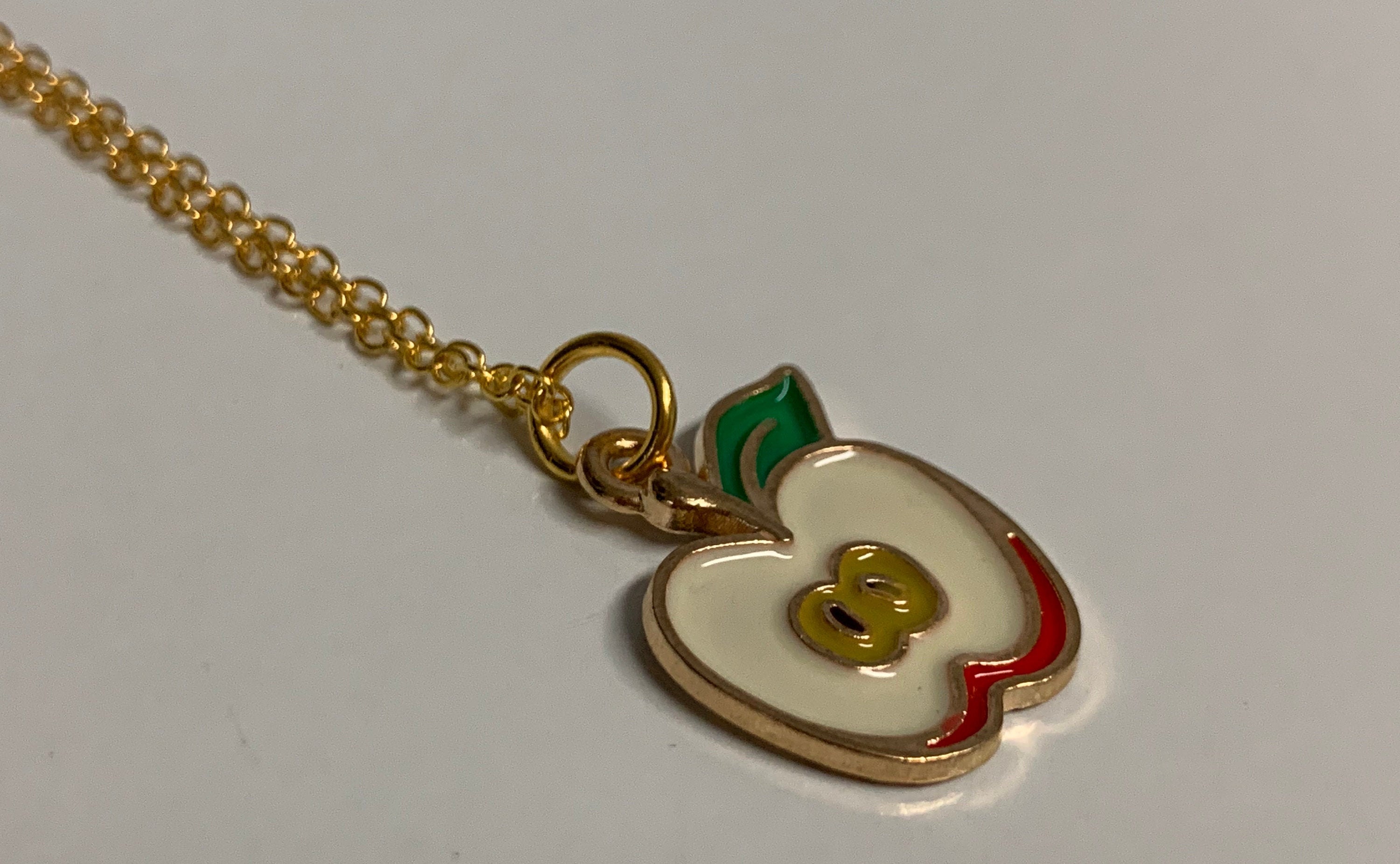 Apple Half Gold Enamel Necklace | Etsy