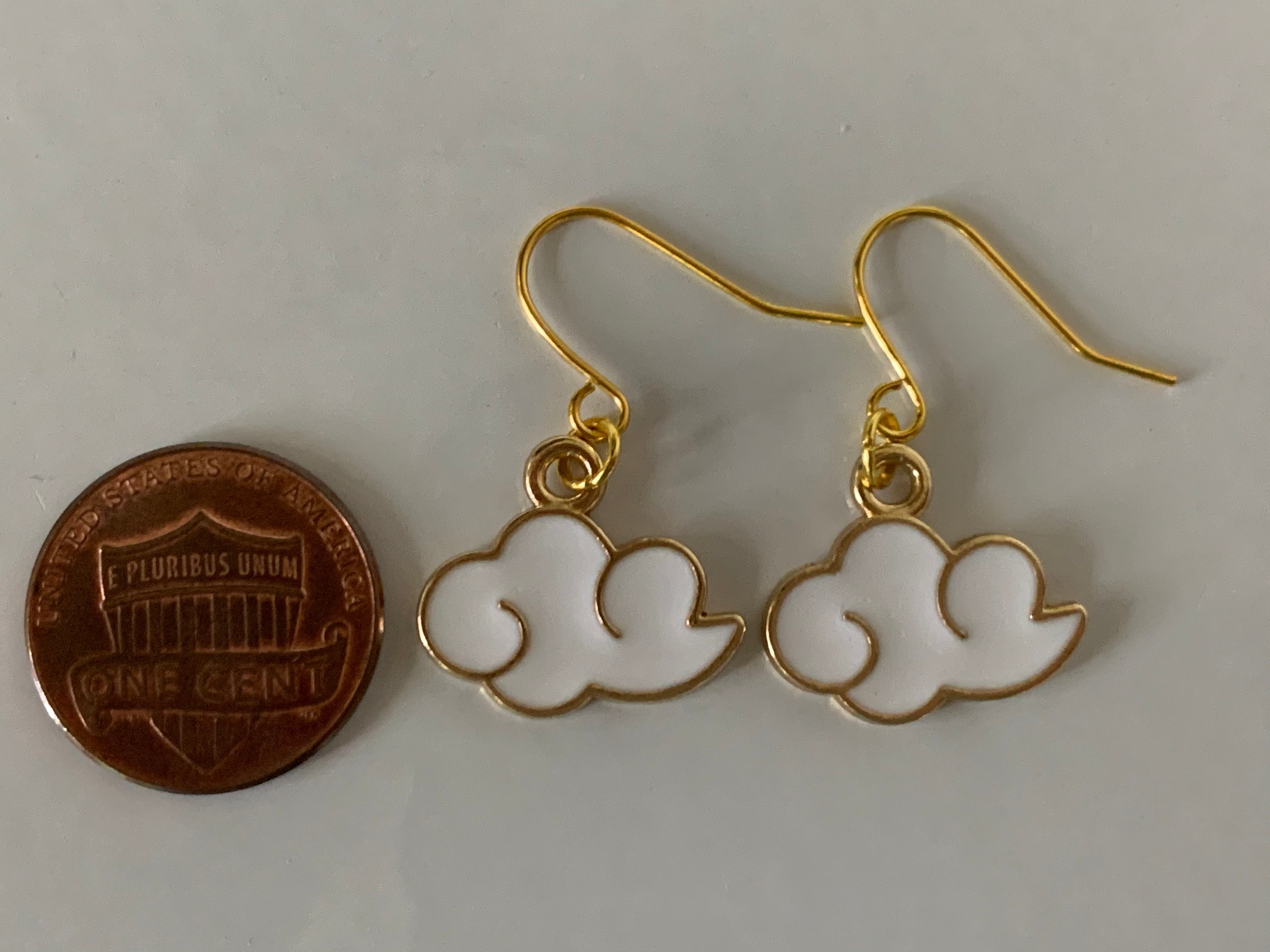 Lucky Cloud Gold Enamel Earrings | Etsy