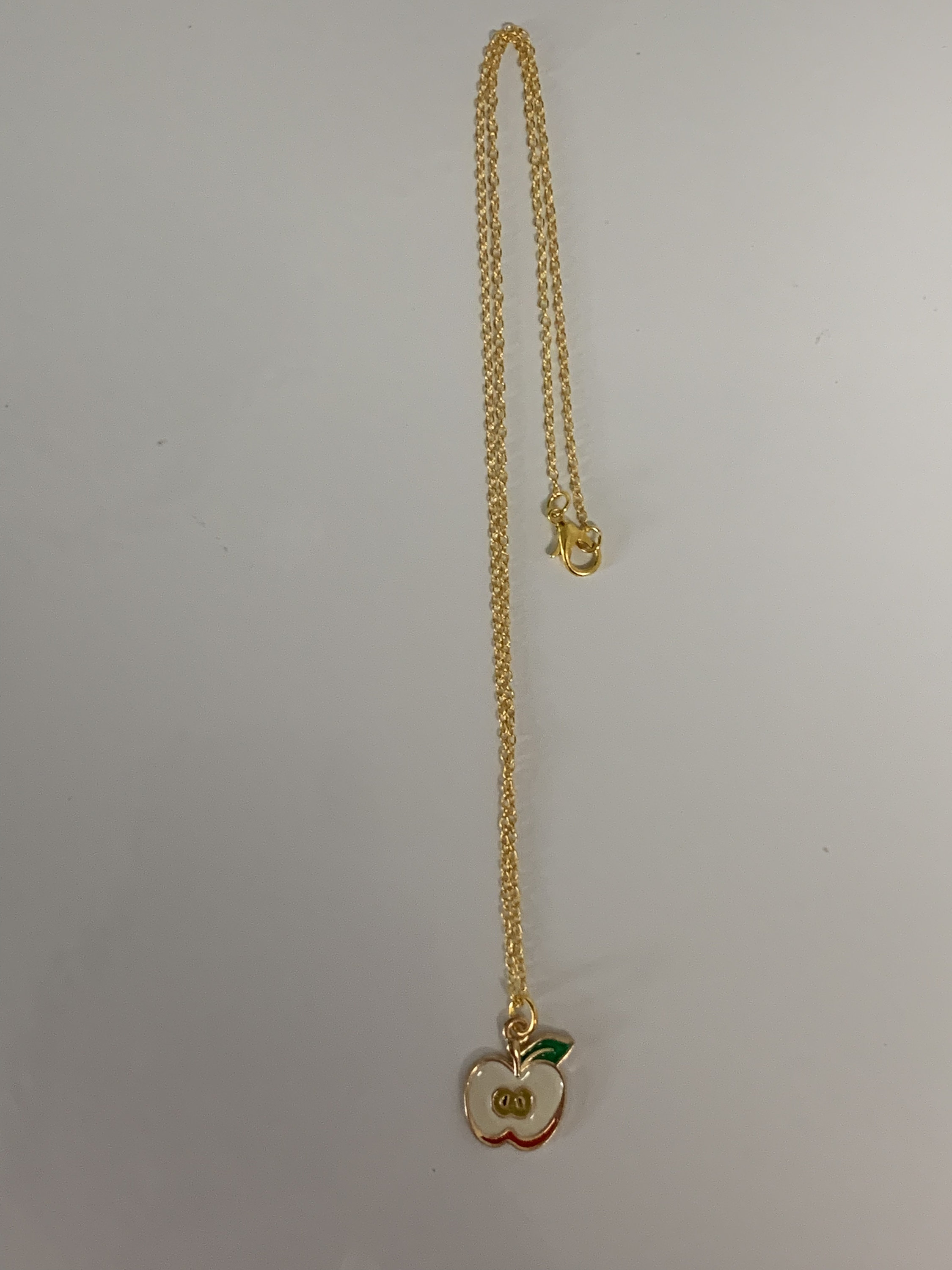 Apple Half Gold Enamel Necklace | Etsy