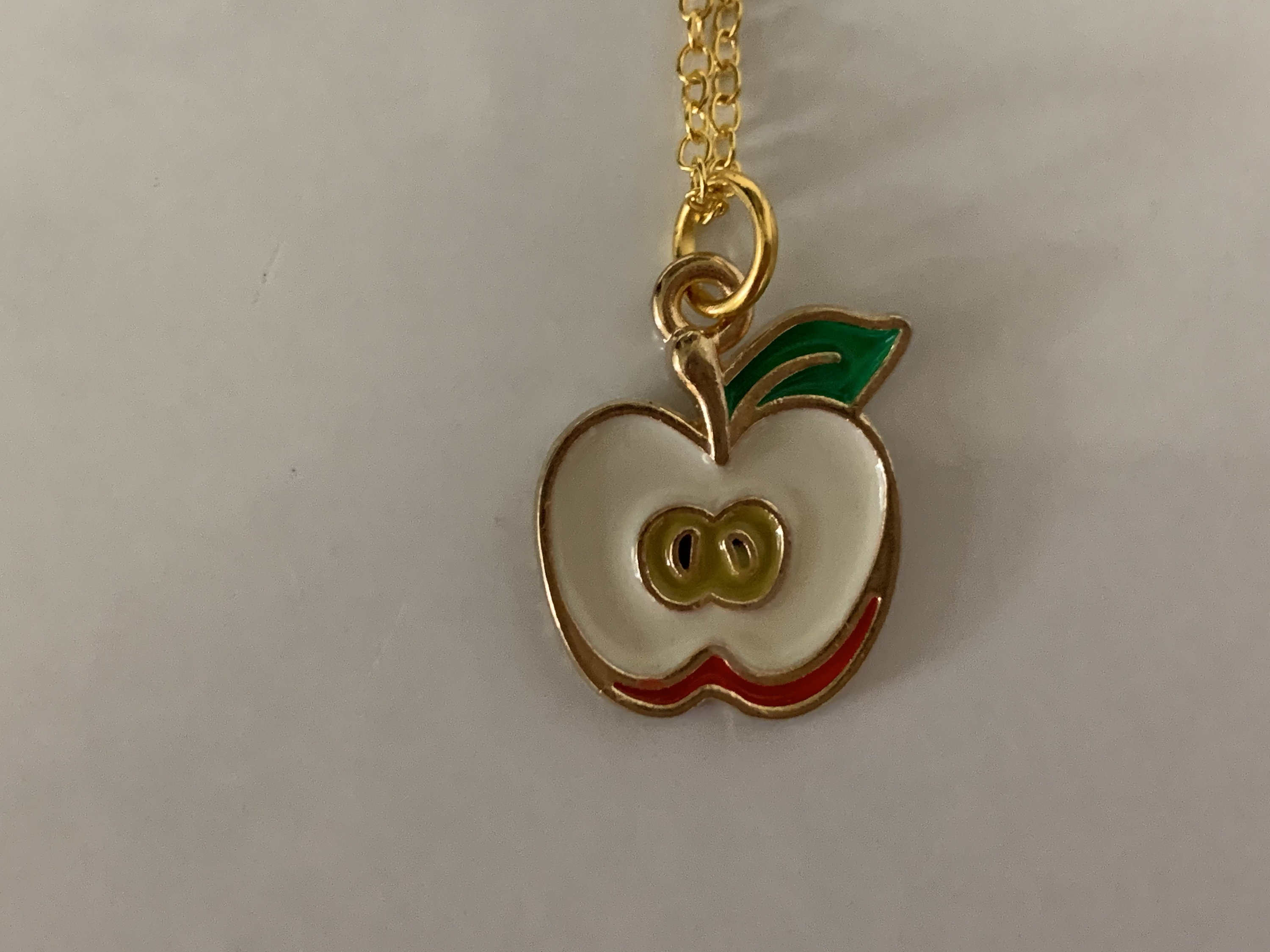 Apple Half Gold Enamel Necklace | Etsy