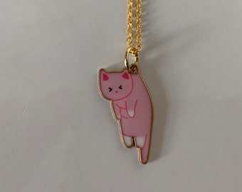 Pink Cat Necklace | Etsy