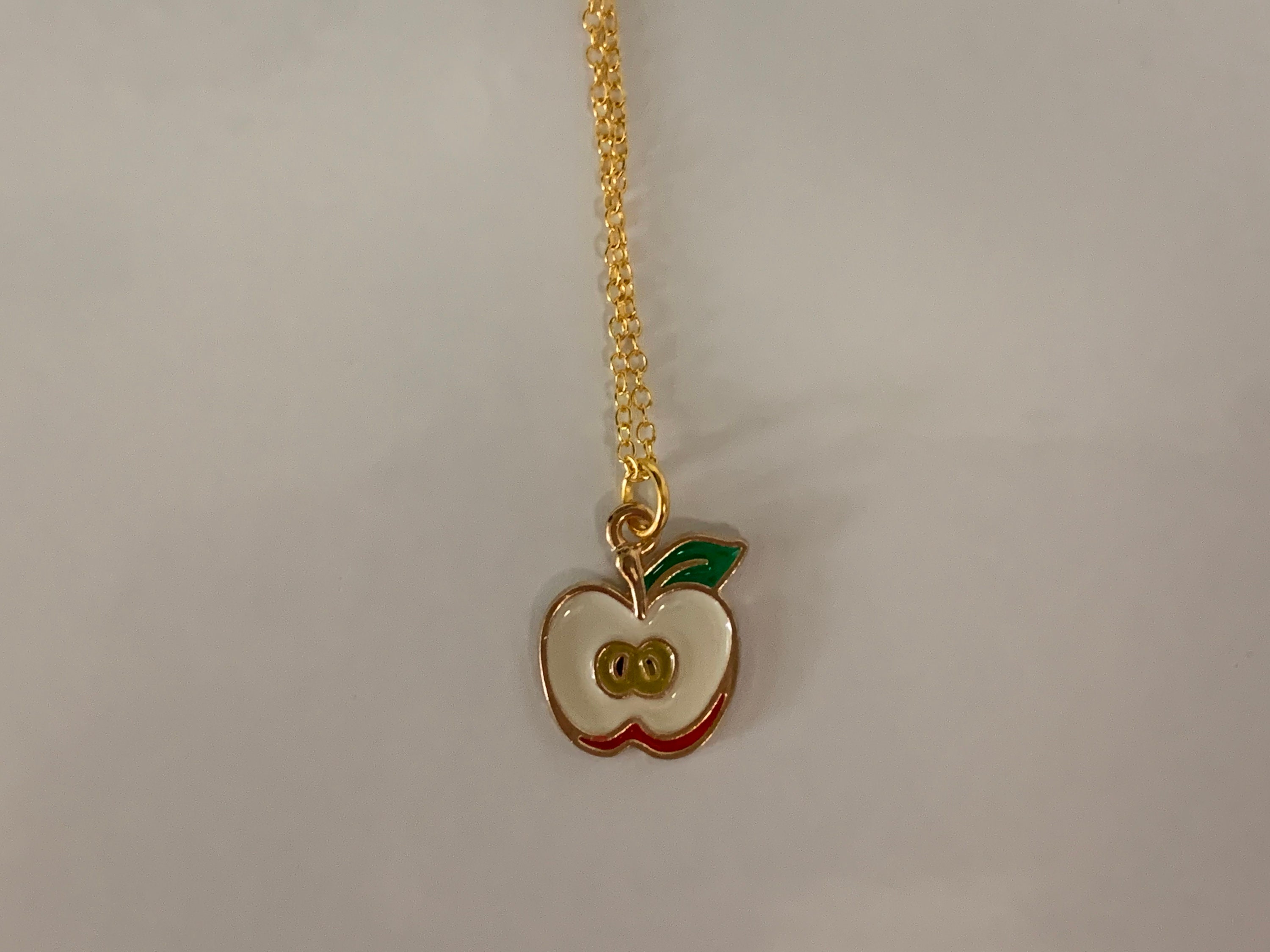 Apple Half Gold Enamel Necklace | Etsy