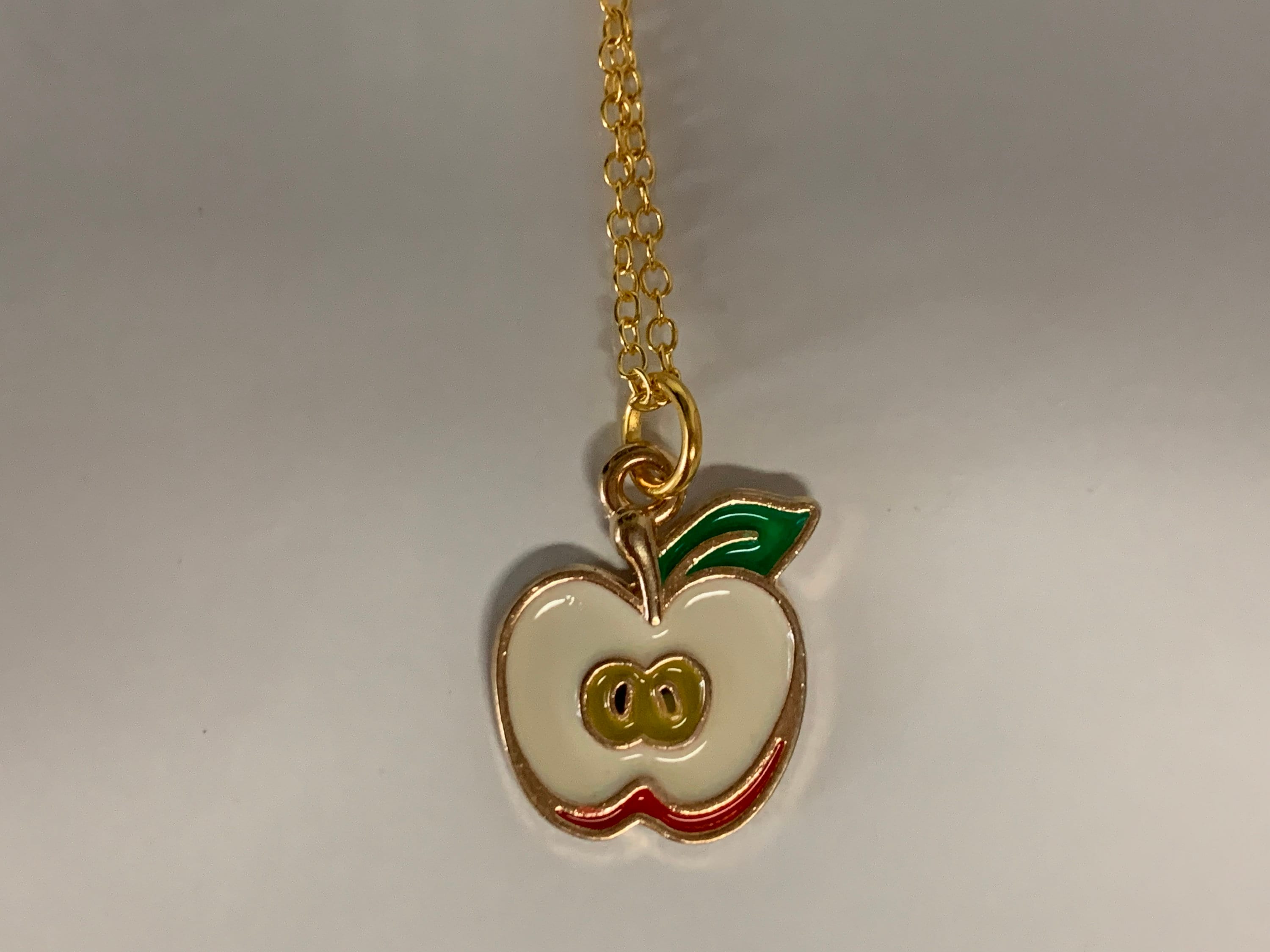 Apple Half Gold Enamel Necklace | Etsy