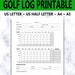 Golf Score Sheet Printable, Golf Stats Tracker (digital Download) - Etsy