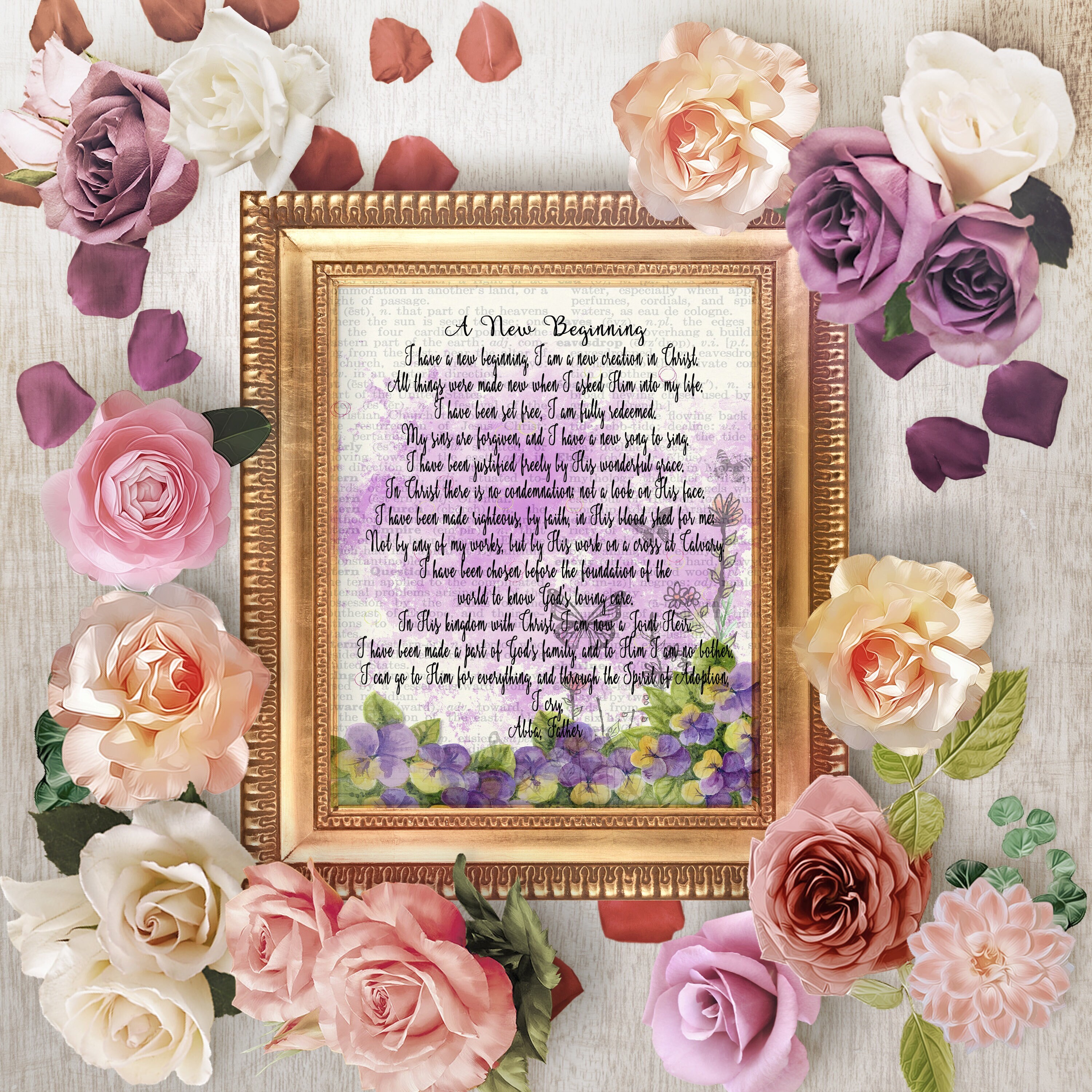 A New Beginning Christian Poem Print With Butterflies, New Believer's ...