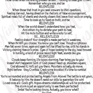 Relentless, Christian Poem Print, Motivational Printable Wall Art, Be ...