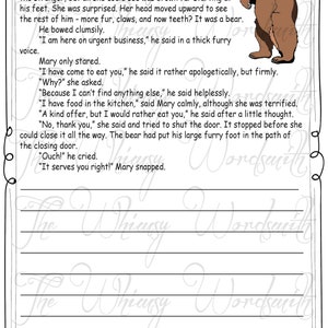 Bear Story Starter, Writing Prompts, Kids Writing Activity Worksheets ...