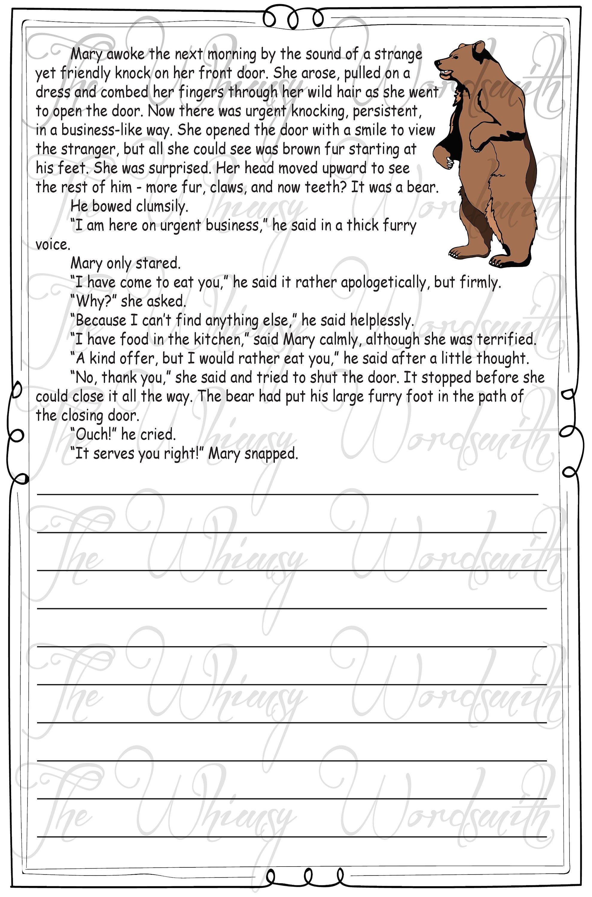 Bear Story Starter, Writing Prompts, Kids Writing Activity Worksheets ...