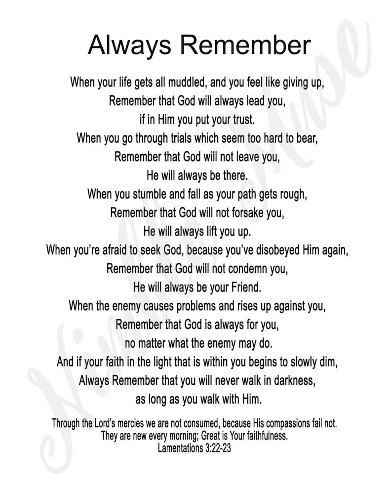 Christian Poem Wall Art, Inspirational Poem, Christian Scripture Poem ...