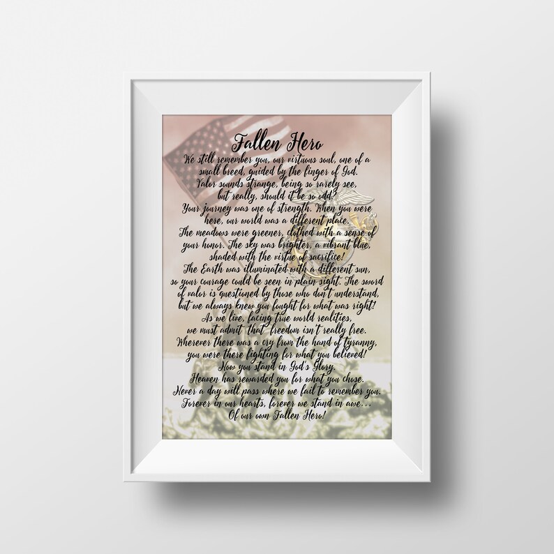 Memorial Day Art Printable Bundle, Bereavement Poem Print, Fallen ...