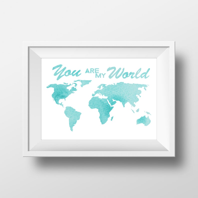 Digital Map Quote, Couple Map Quote, You Are My World Art Print ...