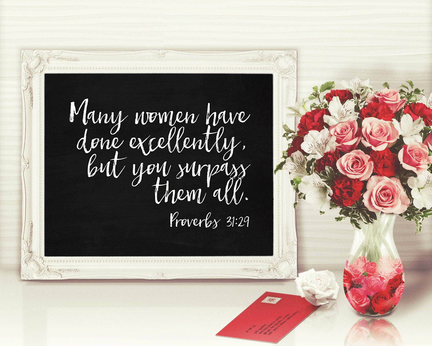 Scripture Chalk Print Proverbs 31:29 Bible Verse Chalkboard | Etsy