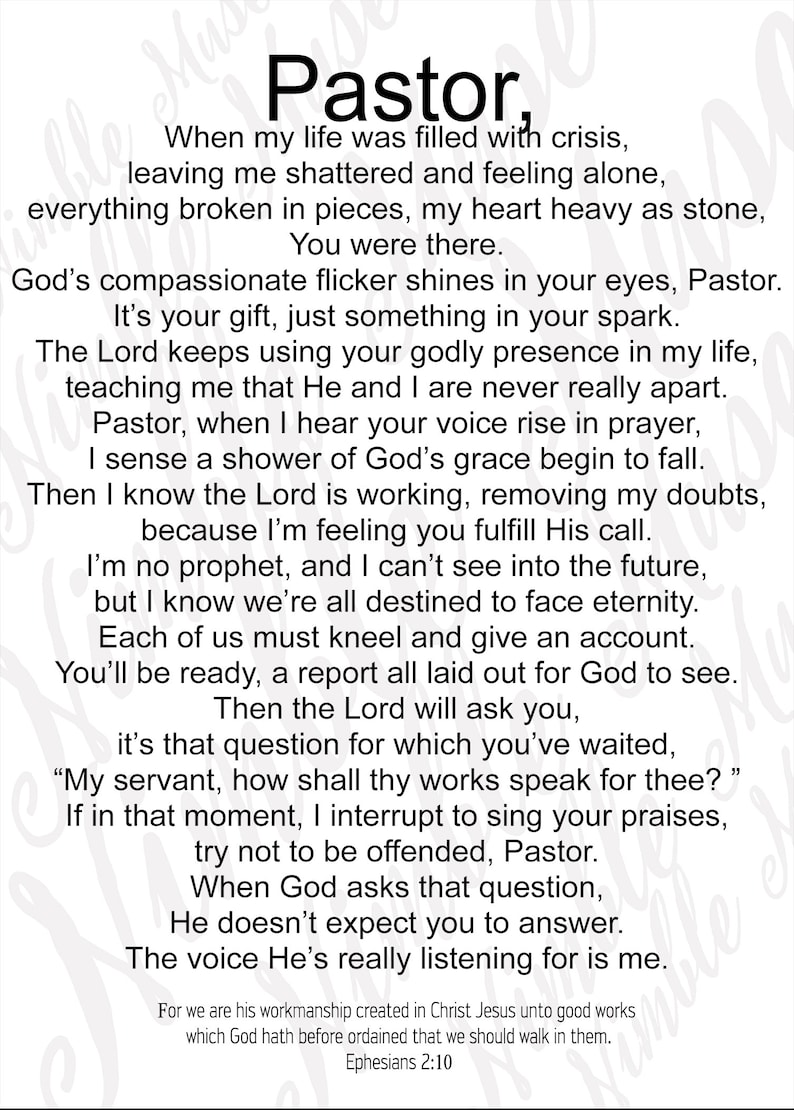 Pastor Appreciation Card, Pastor Greeting Card, Minister Greeting Card ...