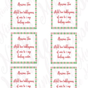 Russian Tea Mix Gift Kit, Christmas Gift in A Jar Recipe, DIY Gift in A ...