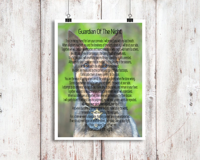 K9 Officer Gift, Guardian of the Night, Law Enforcement K9 Police Gift ...