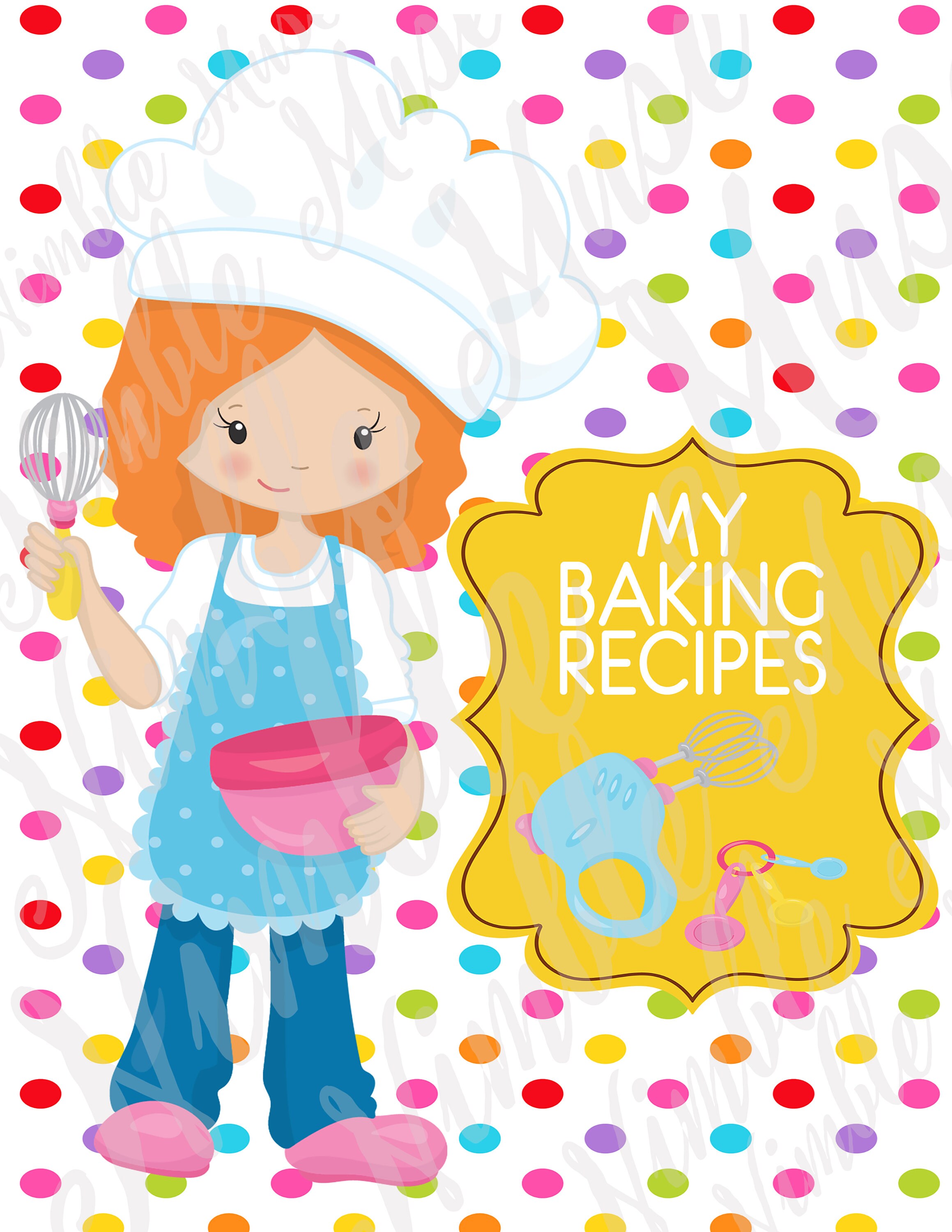 My Baking Recipes Printable Journal, Cute Polka Dot Cookbook Recipe ...