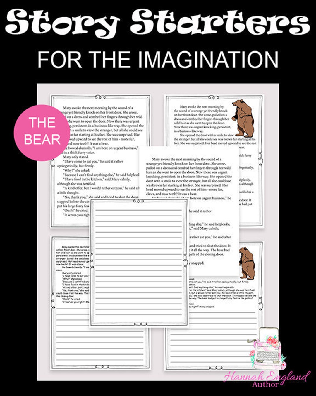 Bear Story Starter, Writing Prompts, Kids Writing Activity Worksheets ...