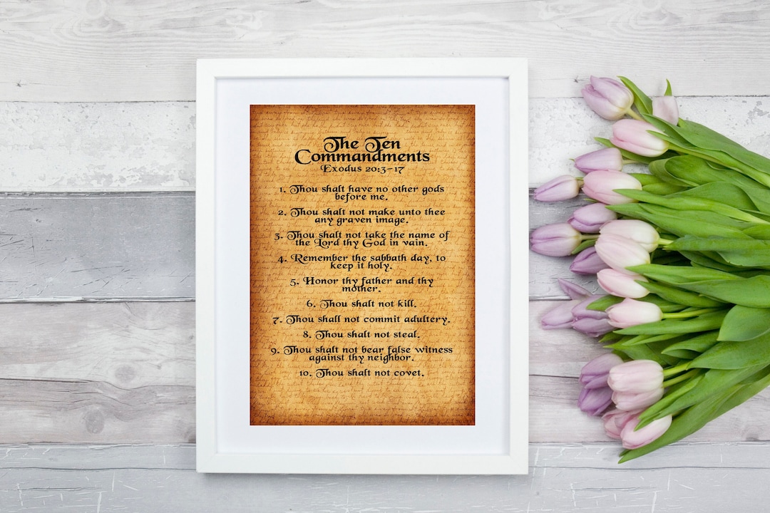 The Ten Commandments Wall Art Print, Scripture Printables, 10 ...