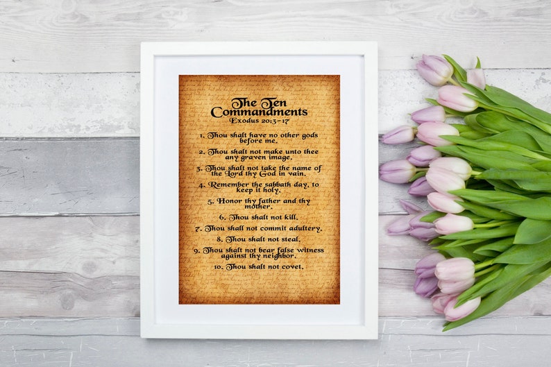 The Ten Commandments Wall Art Print, Scripture Printables, 10 ...