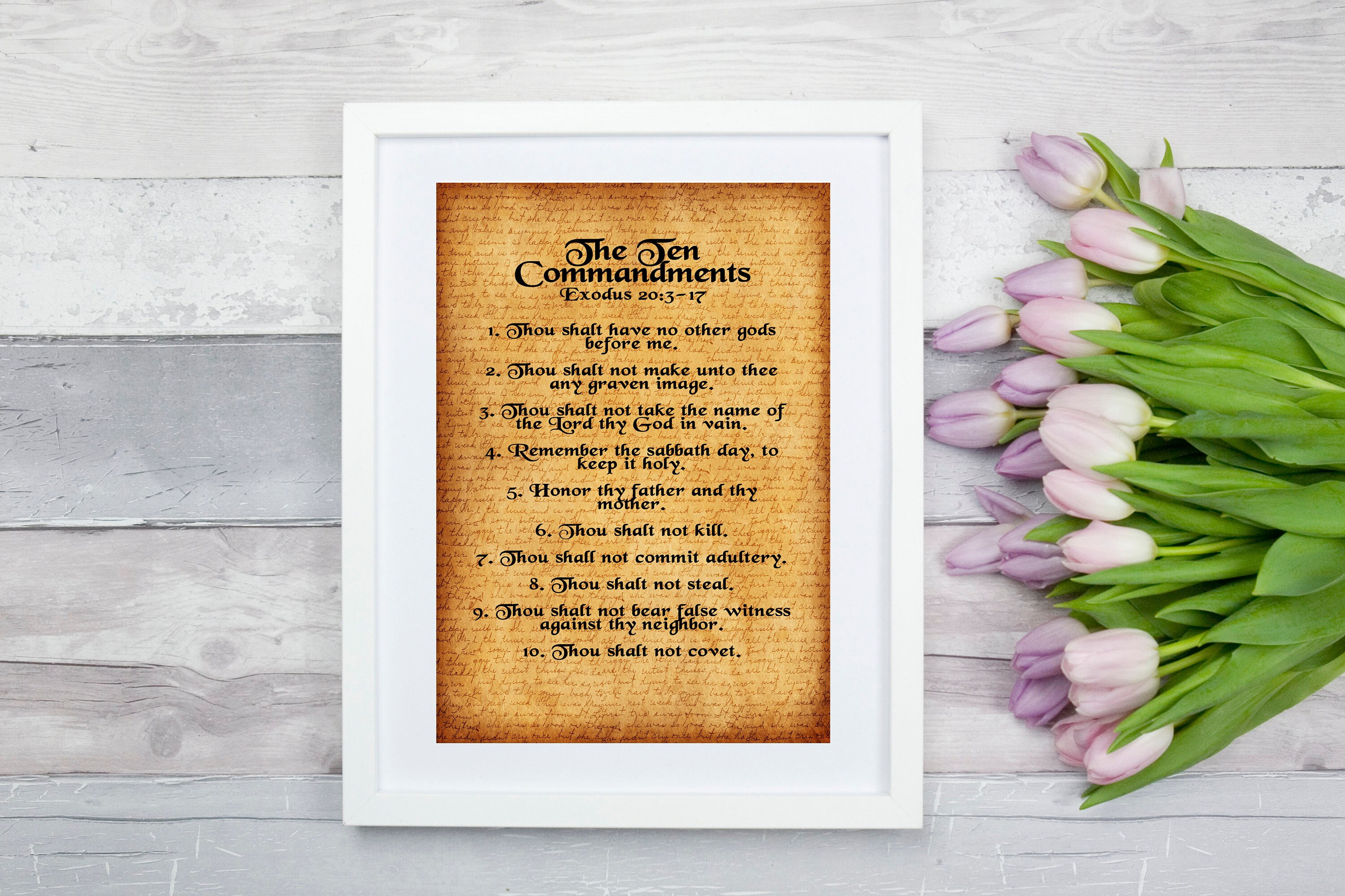 The Ten Commandments Wall Art Print, Scripture Printables, 10 ...