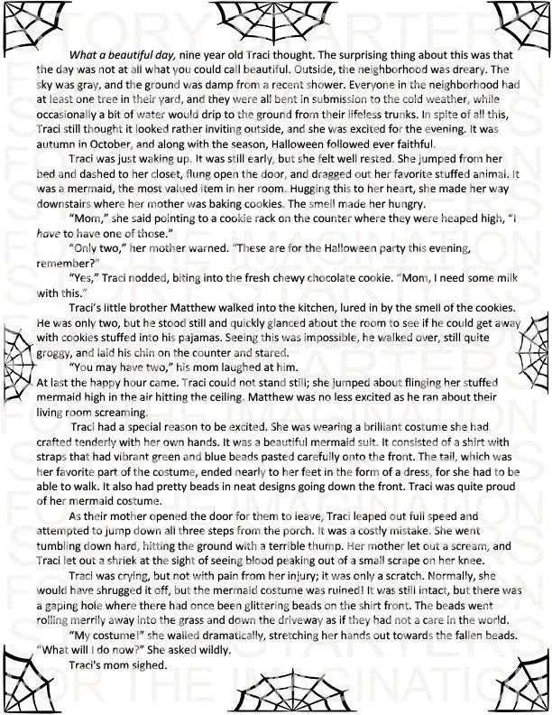 Halloween Story Starter, Writing Prompt, Kids Halloween Writing ...