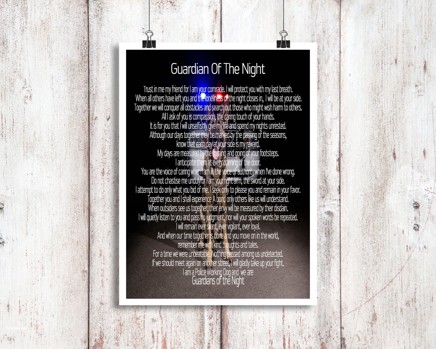 K9 Officer Gift, Guardian of the Night Poem, Law Enforcement K9 Police ...
