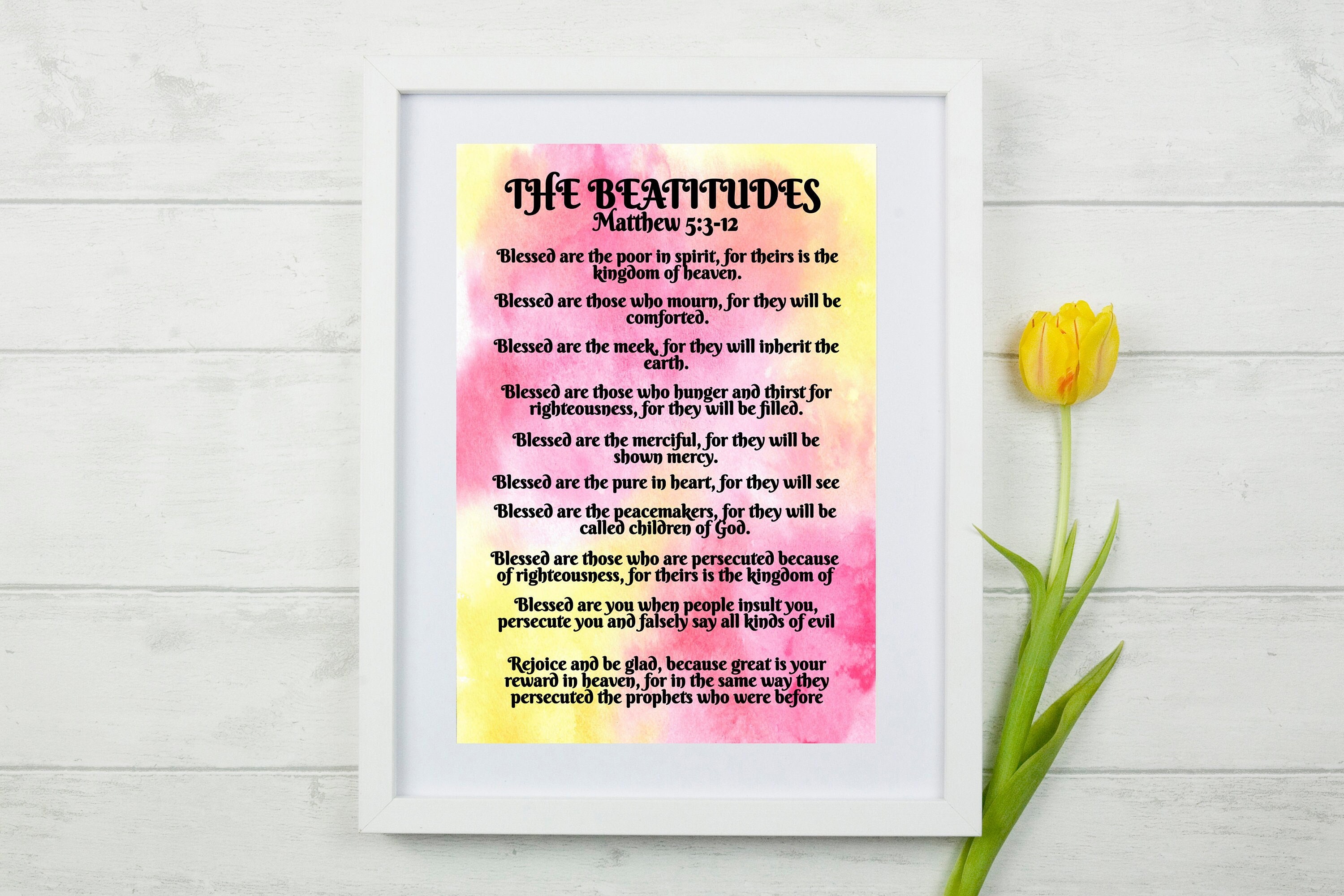 Jesus Quote the Beatitudes Printable, Matthew 5:3-12 Scripture Print ...